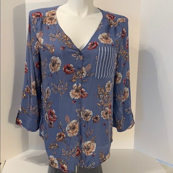 Fred David | Tops | Fred David 34 Sleeve Mixed Print Blouse | Poshmark